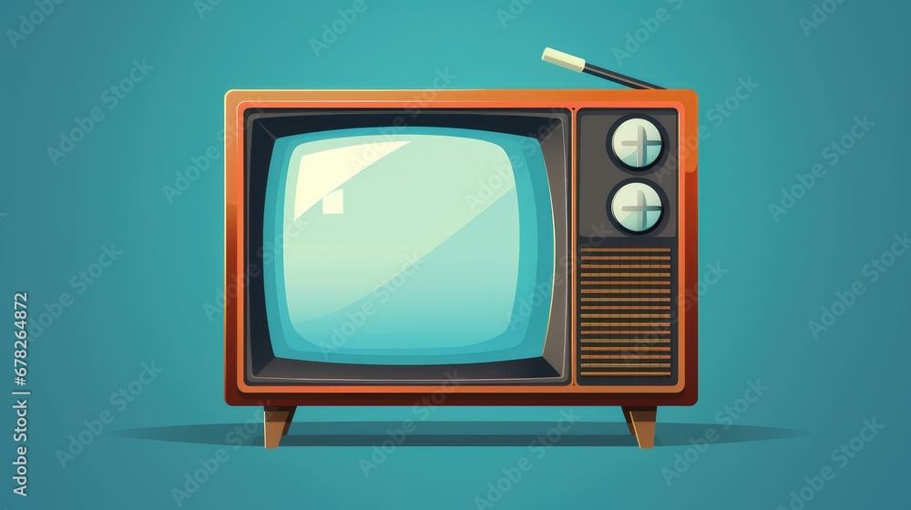 Classic old TV depicted in a simplistic cartoon illustration with a ...
