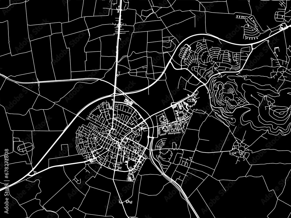 Vector road map of the city of Afula in Israel with white roads on a ...