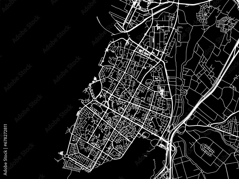 Vector road map of the city of Ashdod in Israel with white roads on a ...