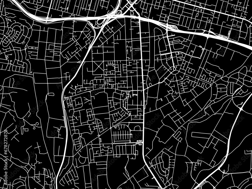 Vector road map of the city of Hod HaSharon in Israel with white roads ...