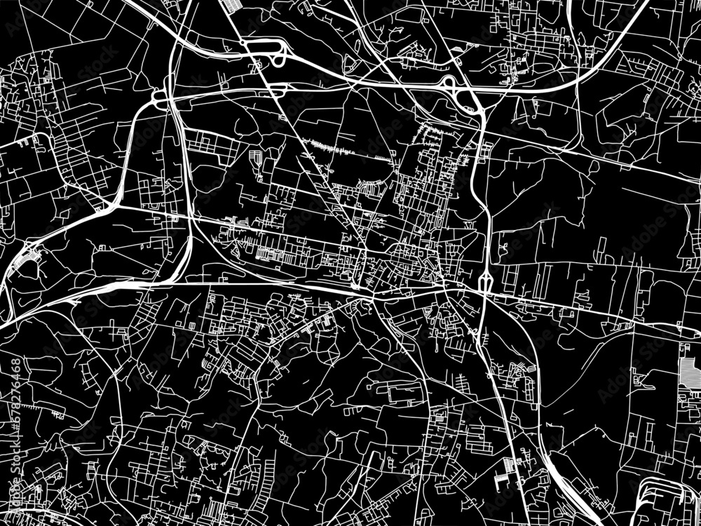 Vector road map of the city of Bytom in Poland with white roads on a ...