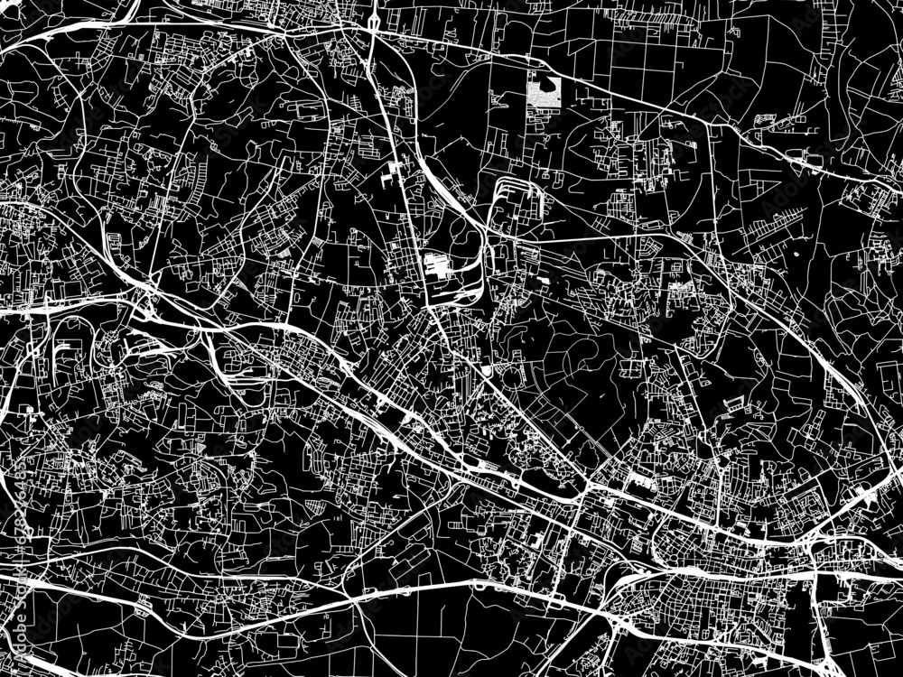 Vector road map of the city of Chorzow in Poland with white roads on a ...
