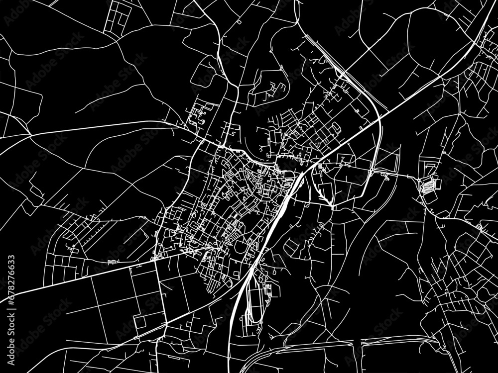 Vector road map of the city of Raciborz in Poland with white roads on a ...