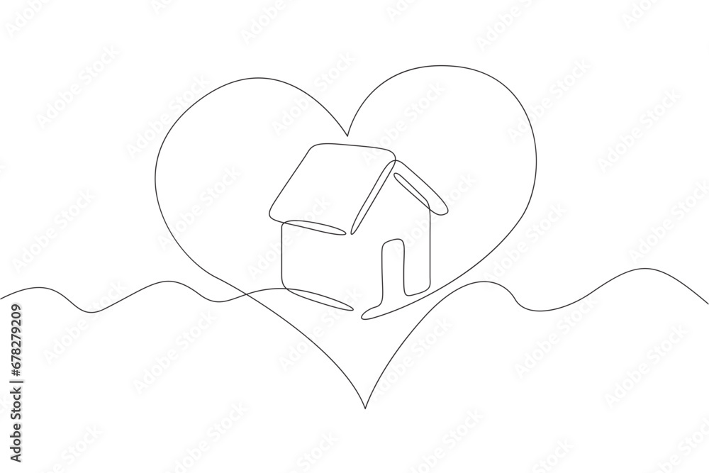 Home is inside the heart. House. Human heart. Logo heart house. One ...