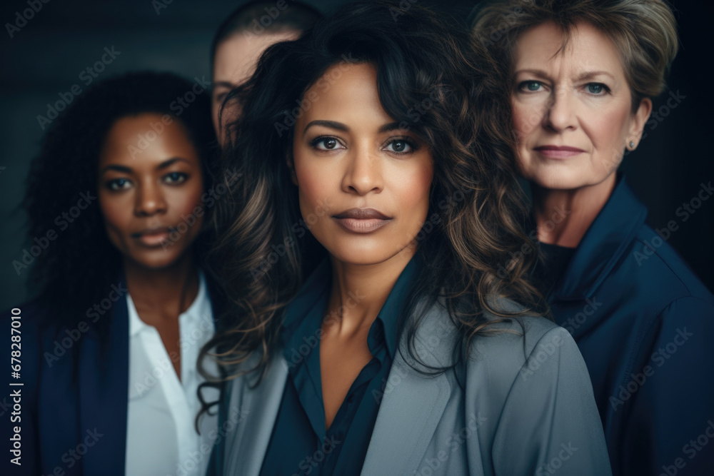 Group of women standing next to each other. Perfect for illustrating ...