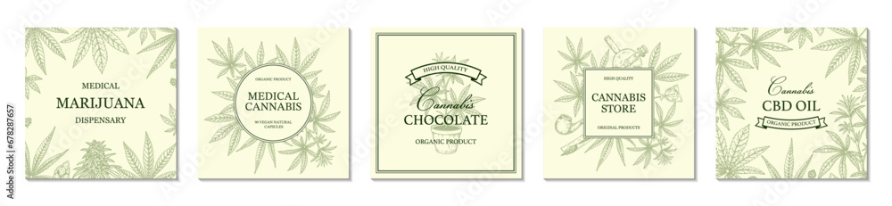 Cannabis square design for packaging, social media posts, store ...