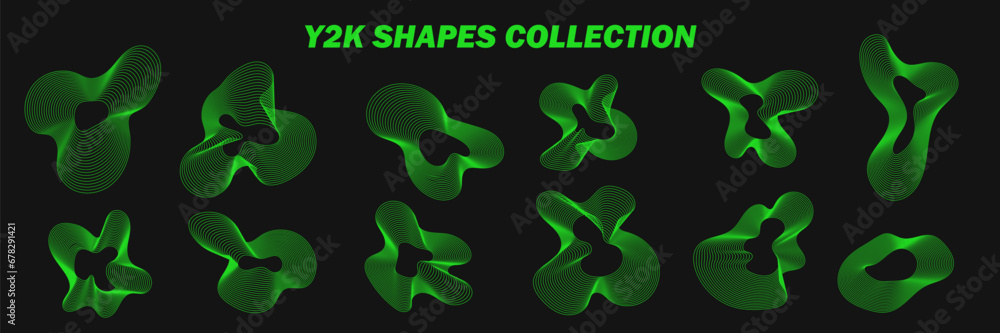 Abstract wireframes, cyberpunk elements and perspective green grids and ...