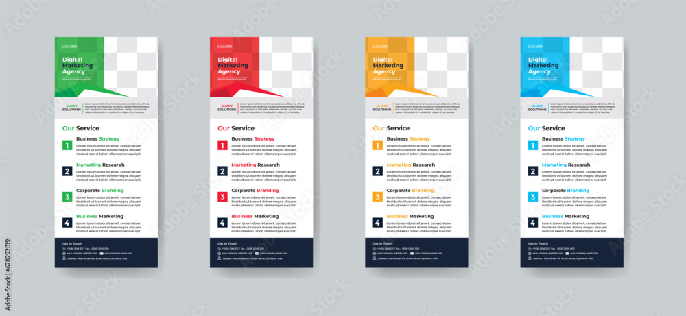 Modern creative corporate business dl flyer or rack card layout concept ...