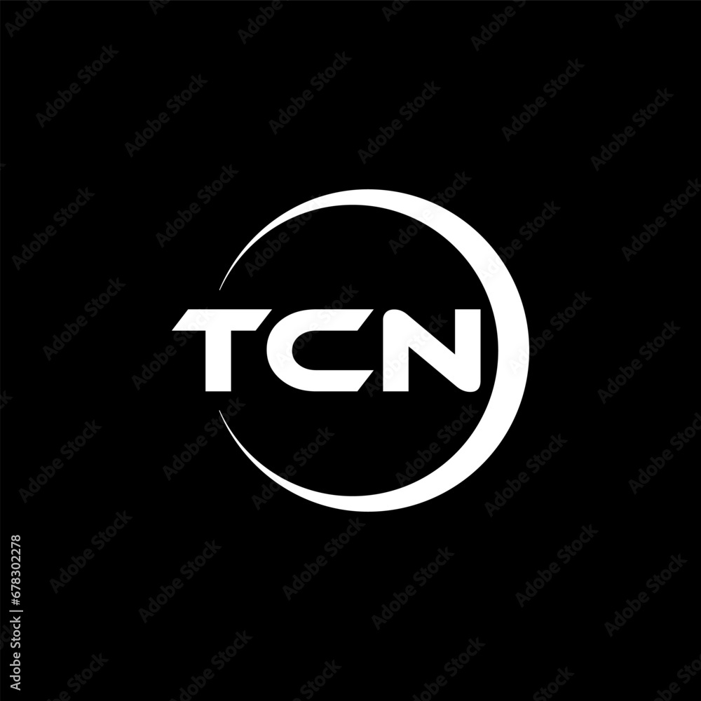 TCN letter logo design with black background in illustrator, cube logo ...
