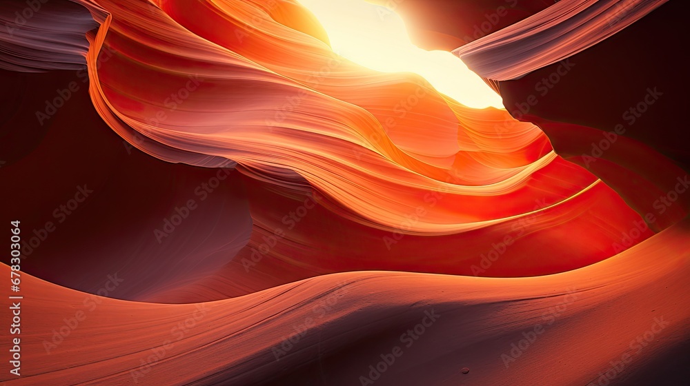 a painting of a red and orange wave with a bright light coming out of ...