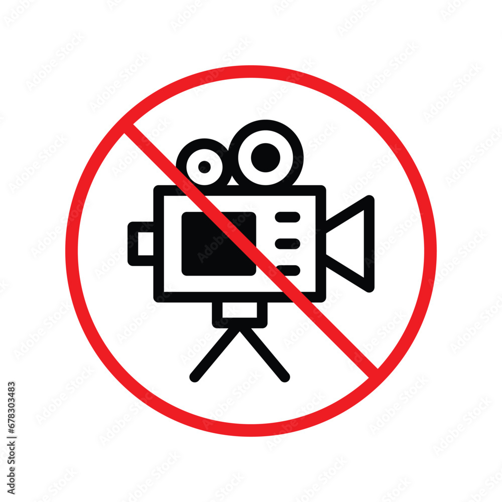 Forbidden recording icon. No video camera vector sign. Prohibited video ...