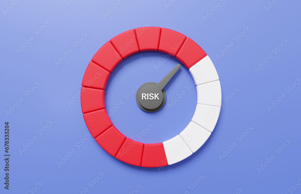 Pointer rating risk levels quality, meter, tachometer on pastel ...