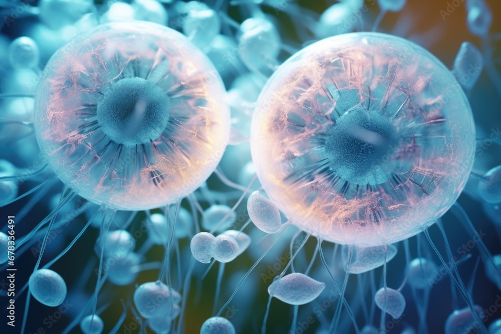 Cell division during mitosis under a microscope Stock Photo | Adobe Stock