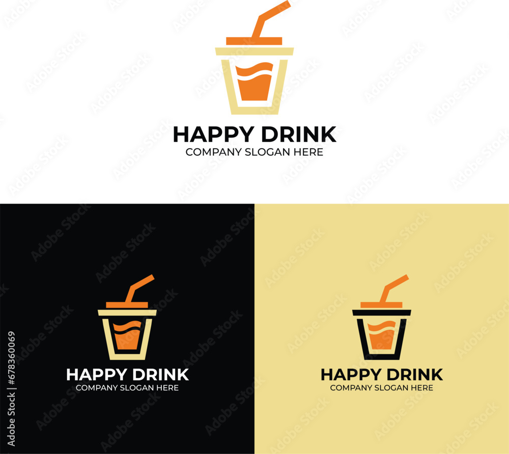 Vetor de drinks logo, fruit drink logo, juice corner, juice cup, straw ...