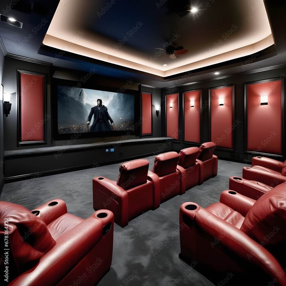 Luxurious Home Theater: Showcase a dedicated home theater room with ...