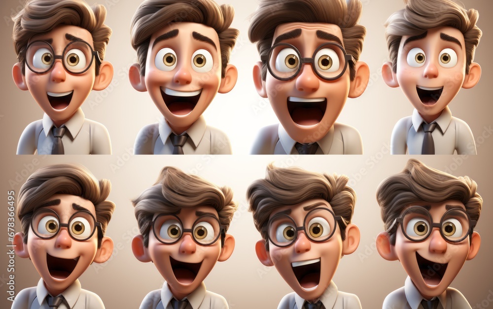 cartoon 3d characters face expression Stock Illustration | Adobe Stock