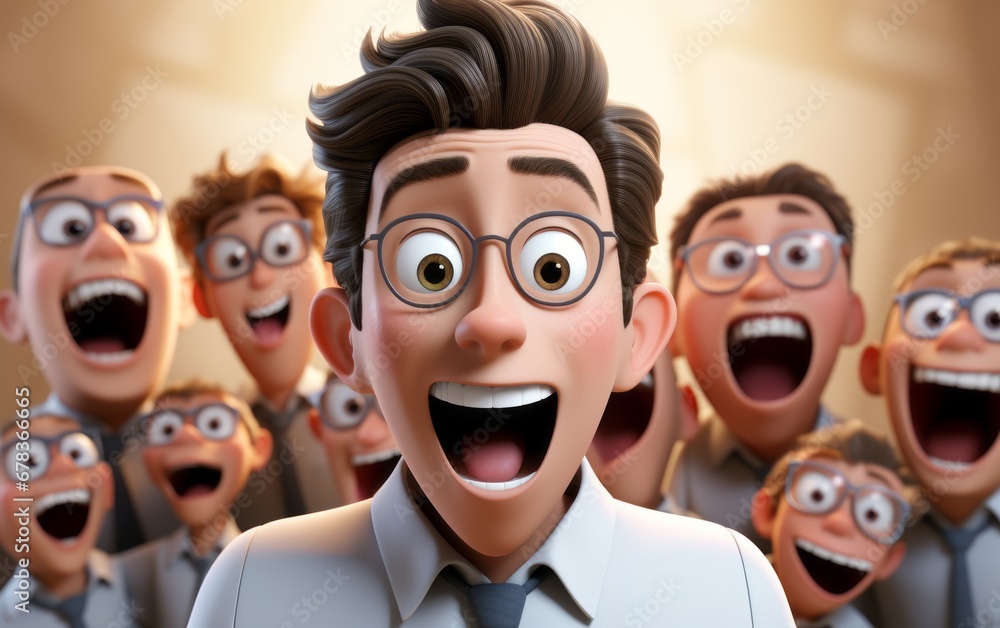 cartoon 3d characters wonder face expression Stock Illustration | Adobe ...