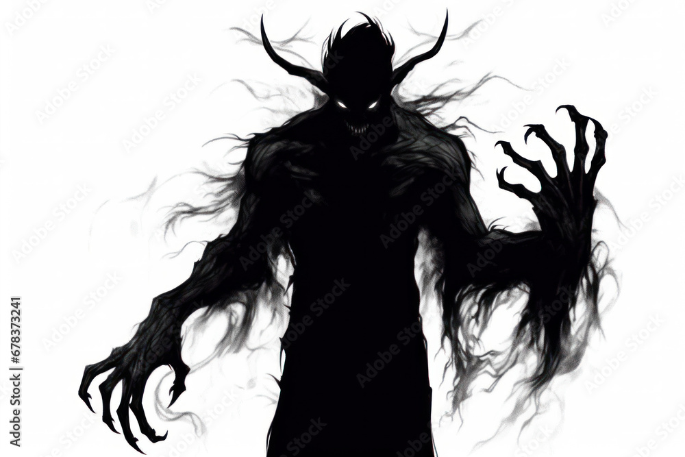 Shadowy Menace Lurking in the Abyss. This chilling black and white ...