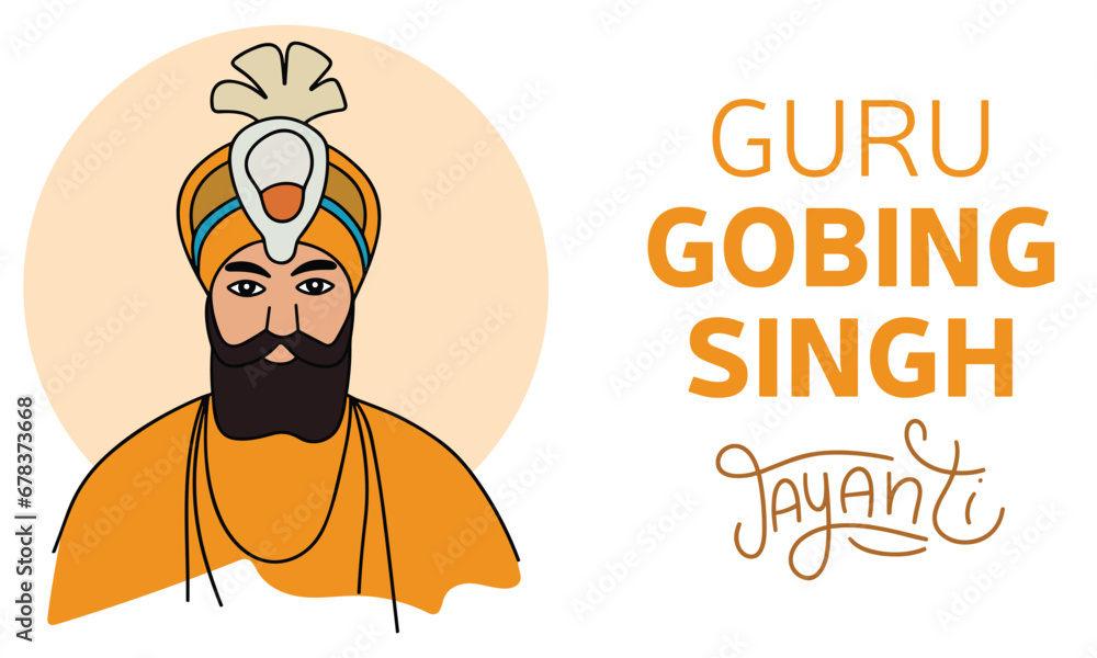Guru Gobind Singh Jayanti banner with portrait of Guru Gobind Singh ...