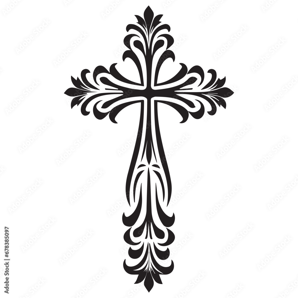 vector religious drawing,vintage cross drawing,eps,print ready,suitable ...