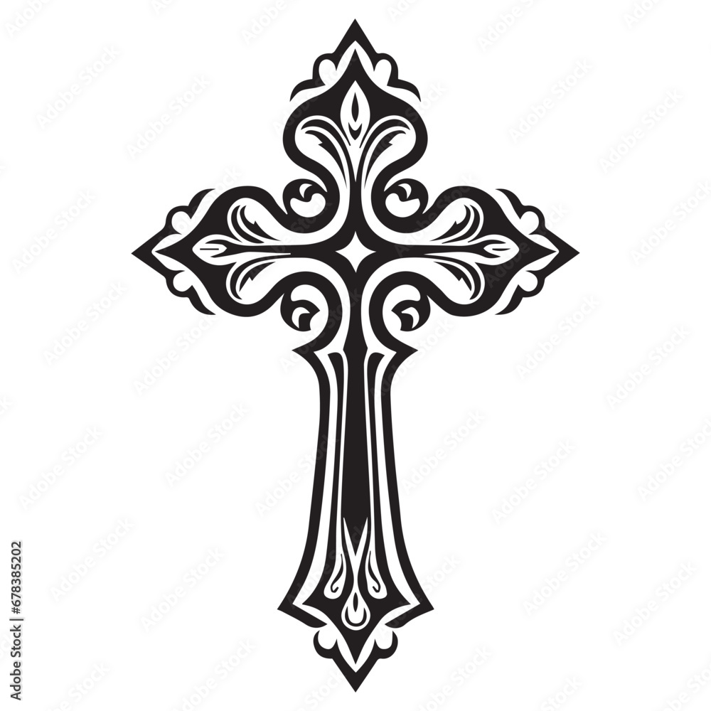 vector religious drawing,vintage cross drawing,eps,print ready,suitable ...