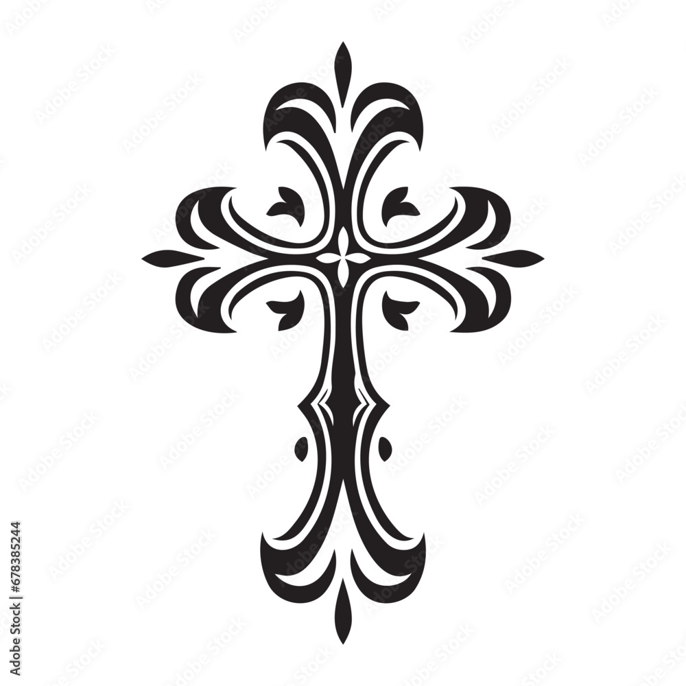 vector religious drawing,vintage cross drawing,eps,print ready,suitable ...