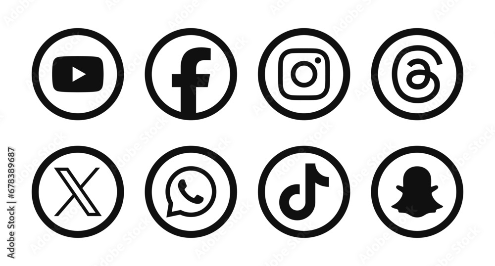 social media icons button. social media logo , facebook, instagram ...
