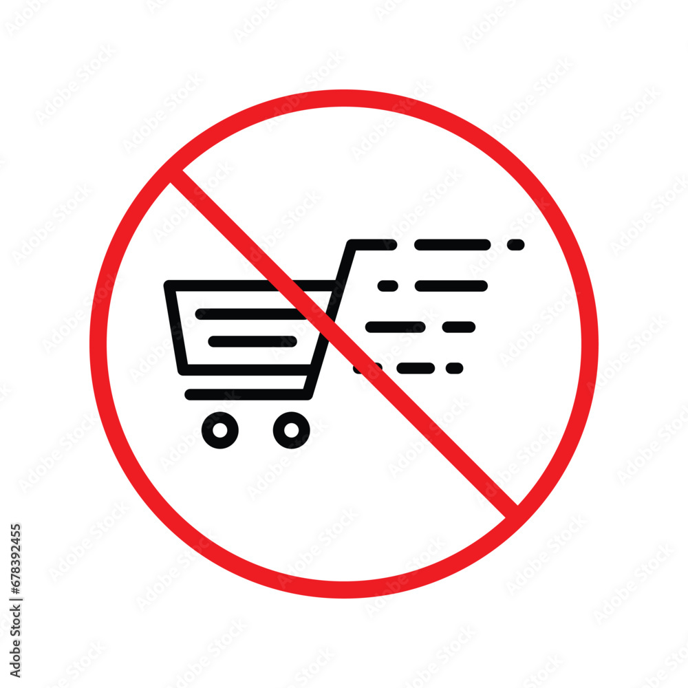 Forbidden online shopping symbol. Prohibited Warning, caution ...