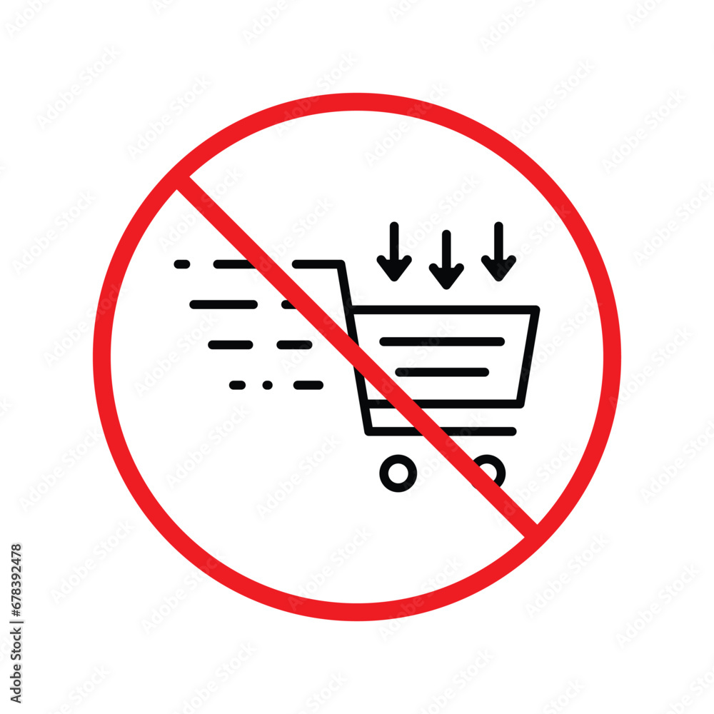 Forbidden online shopping symbol. Prohibited Warning, caution ...
