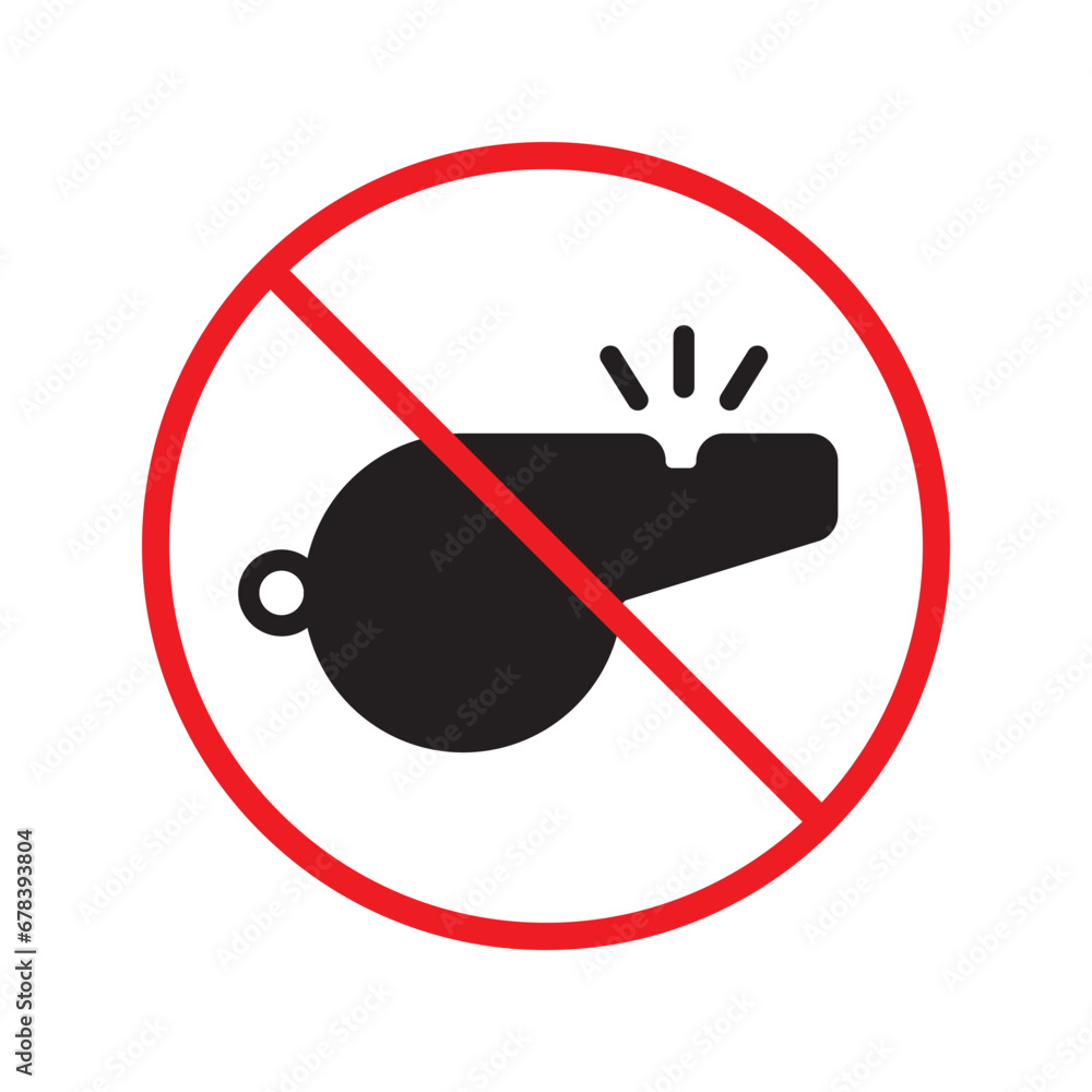 Prohibited whistle vector icon. No coach icon. Forbidden whistle icon ...