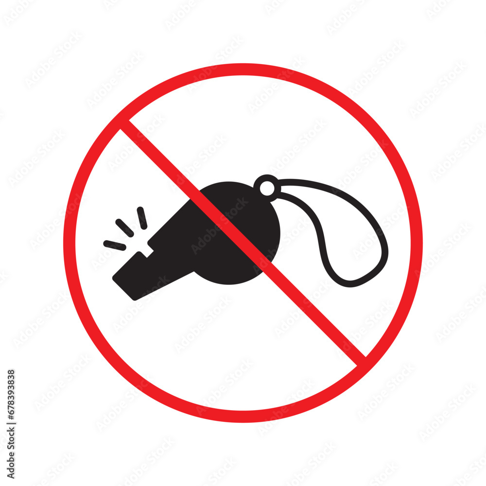Prohibited whistle vector icon. No coach icon. Forbidden whistle icon ...