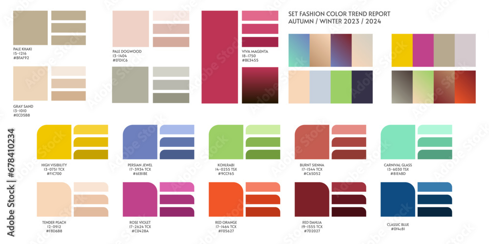 New fashion color and gradients trend 2024. Color palette forecast of ...