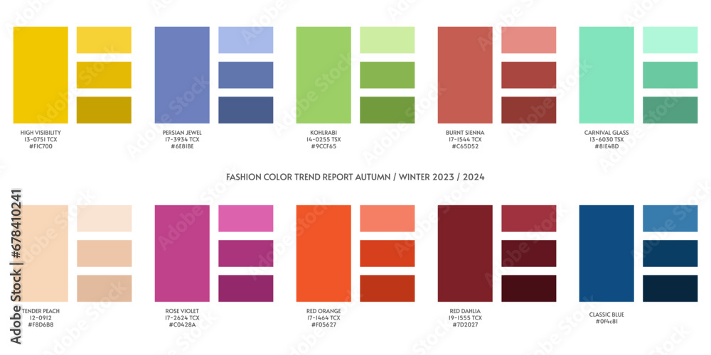 New fashion color and gradients trend 2024. Color palette forecast of ...
