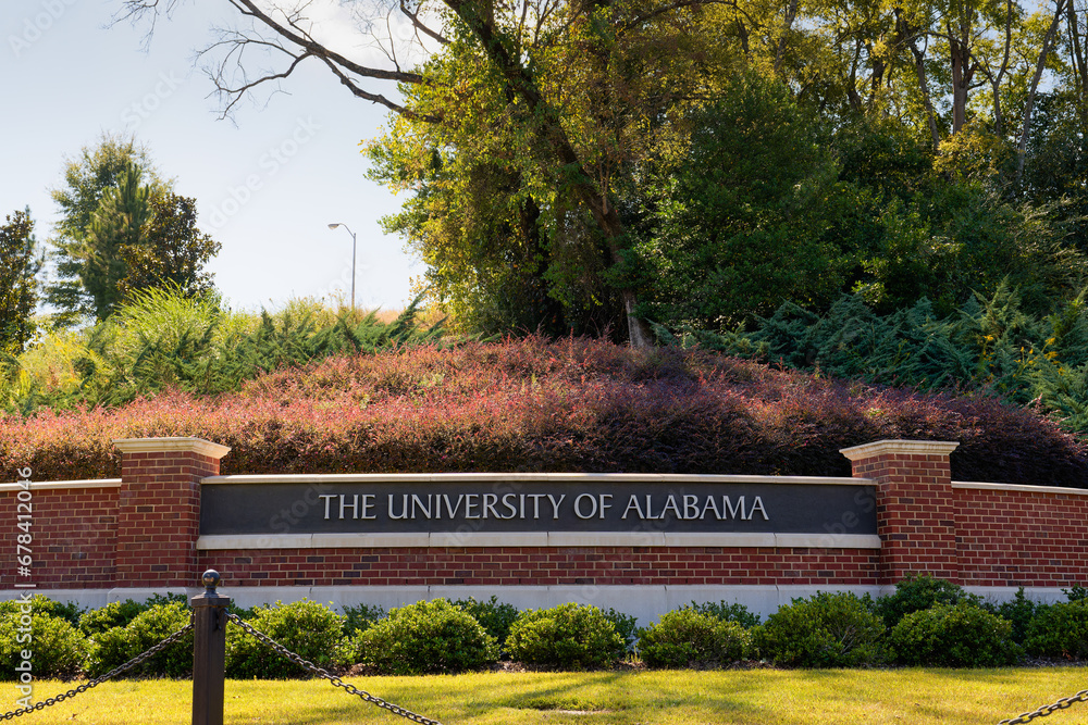 Tuscaloosa, Alabama - Oct. 18, 2023: The University of Alabama sign ...