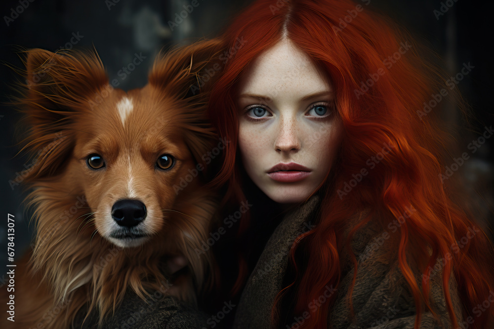Generative AI illustration of woman with red hair closely sharing a ...
