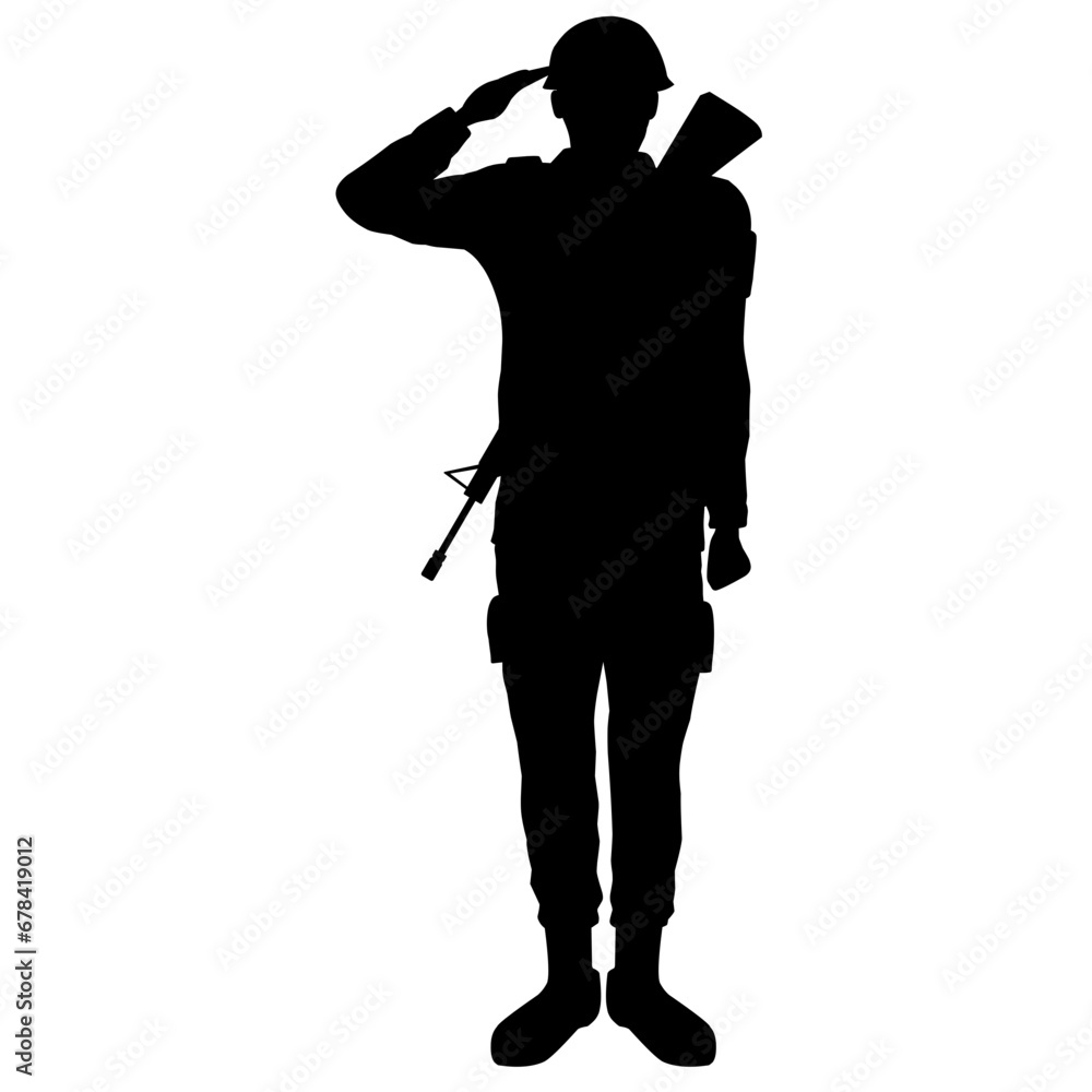 Salute silhouette vector illustration. Military salute graphic ...