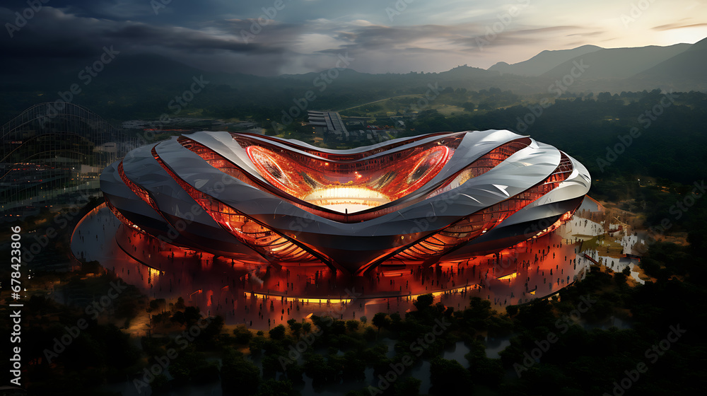 Modern futuristic giant stadium concept design Stock Illustration ...