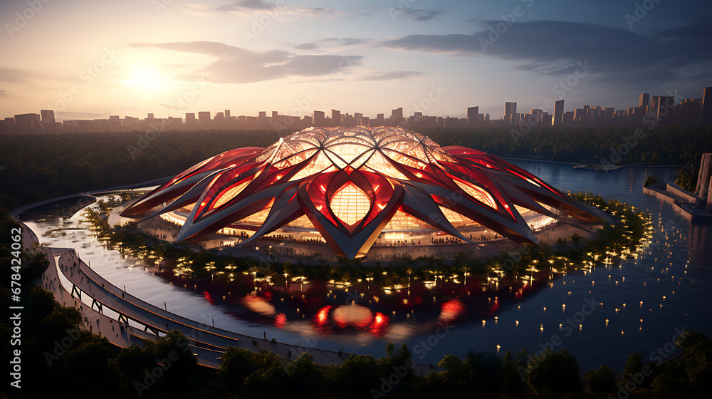 Modern futuristic giant stadium concept design Stock Illustration ...