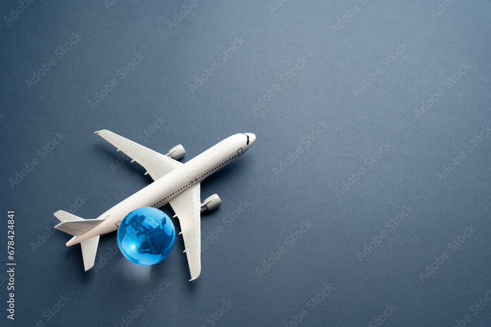Airplane and planet earth. World flight routes. Construction of new ...