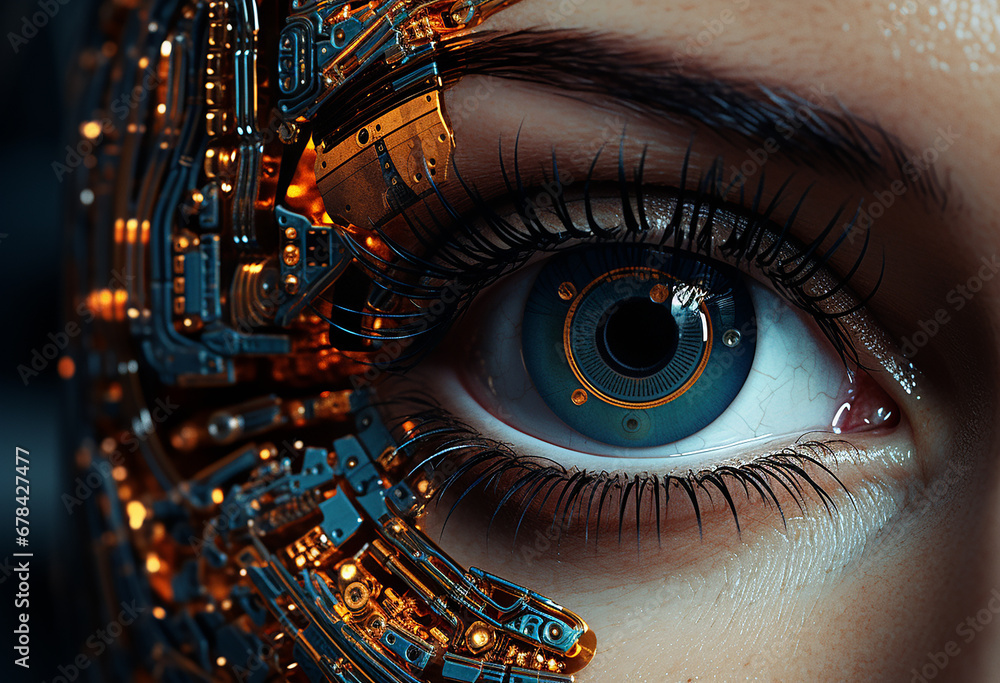 Unveiling the Future: Close-up of Embedded Chip in the Blue Eye with ... Unveiling the Future: Close-up of Embedded Chip in the Blue Eye with ...