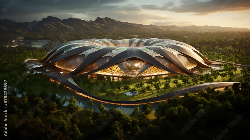 Modern futuristic giant stadium concept design Stock Illustration ...
