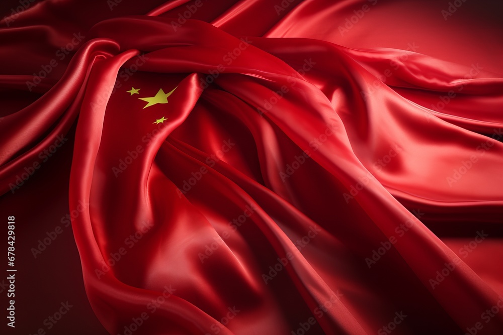 Chinese flag waving proudly on independence day with copy space ...
