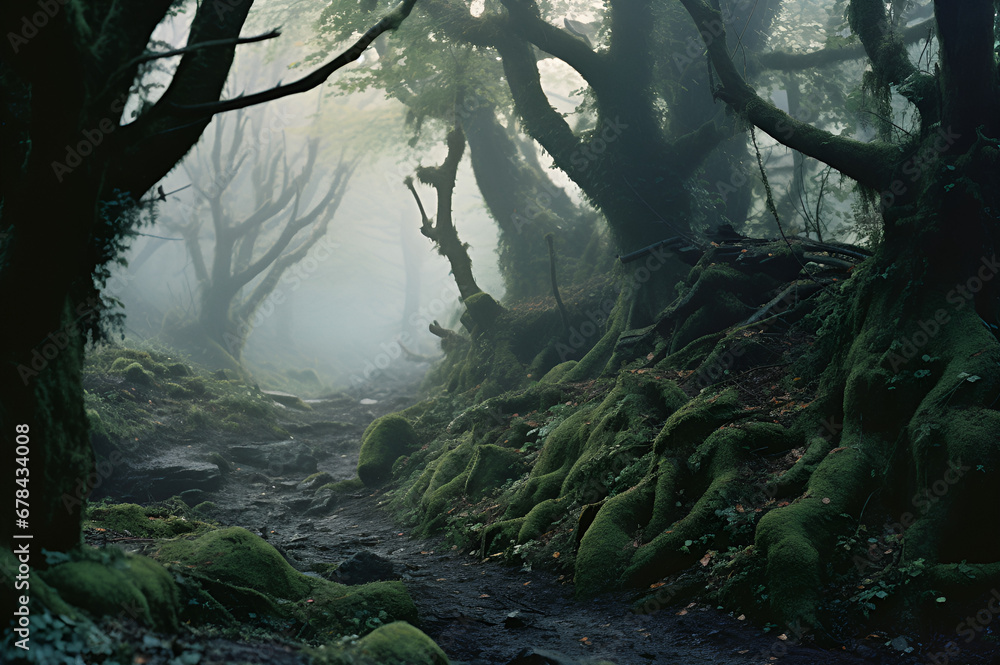 green mossy ground, in the style of misty gothic, national geographic ...