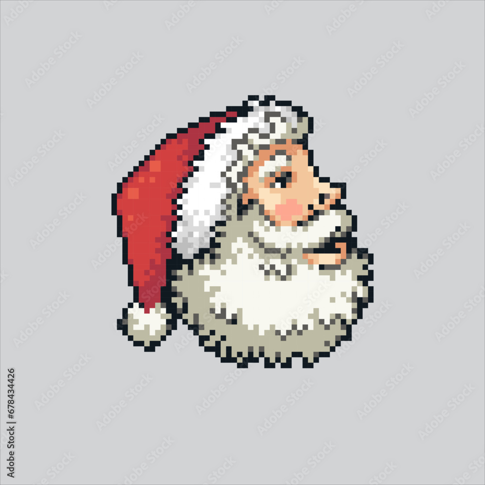Pixel art illustration Santa Claus. Pixelated Christmas Santa ...