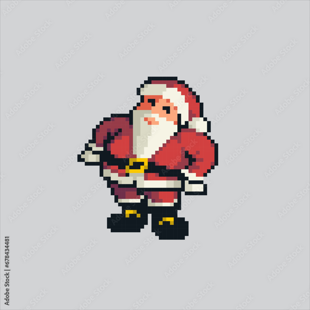 Pixel art illustration Santa Claus. Pixelated Christmas Santa ...