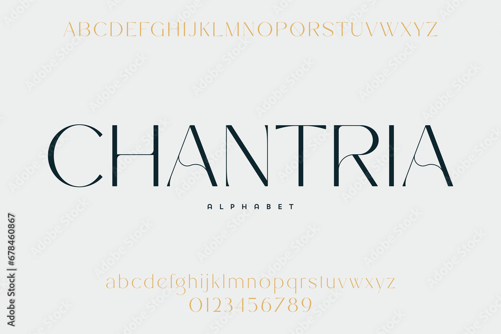 CHANTRIA Luxury sans serif alphabet letters font and number. Classic ...