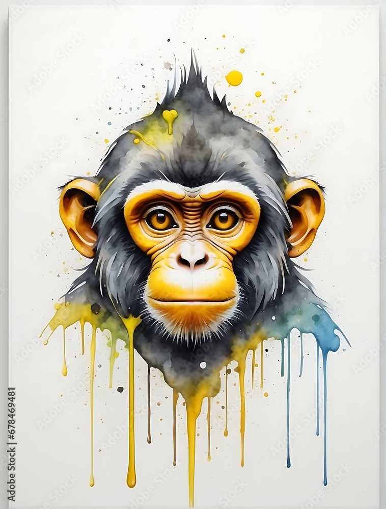 Fotka „watercolor painting, A single yellow line art, a super minimal ...