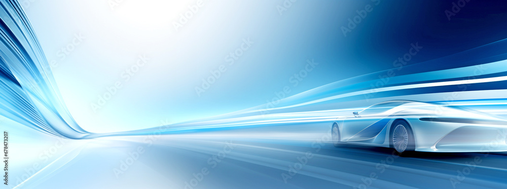 STYLISH LIGHT BLUE BACKGROUND WITH A FAST CAR. TEMPLATE FOR AUTOMOTIVE ...