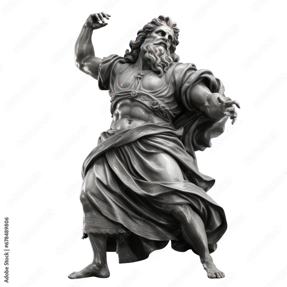 Engraving of sculpture Of God zeus full body object isolated png. Stock ...