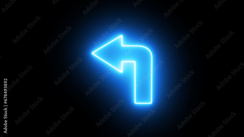 Blue color arrow points to the left. Flashing neon icon to the left ...